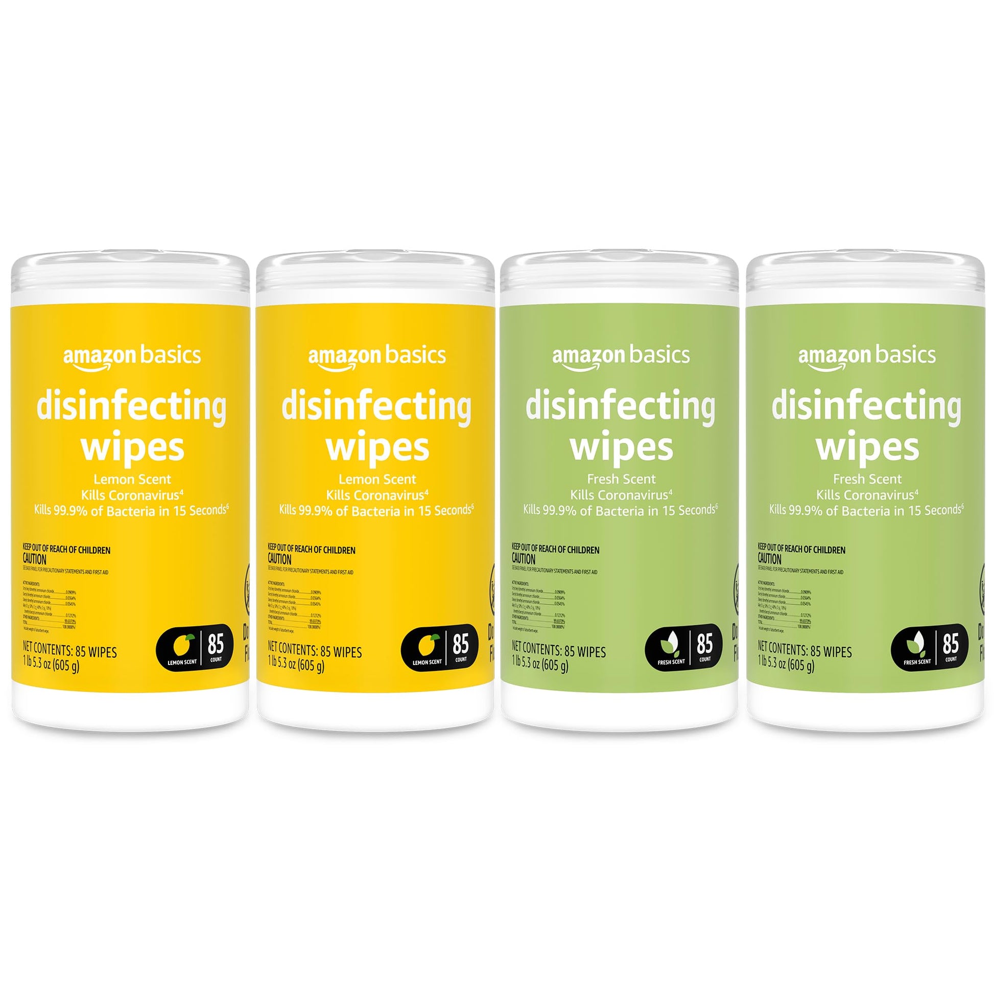 Amazon Basics Disinfecting Wipes, Lemon & Fresh Scent, Thick, Sanitize ...