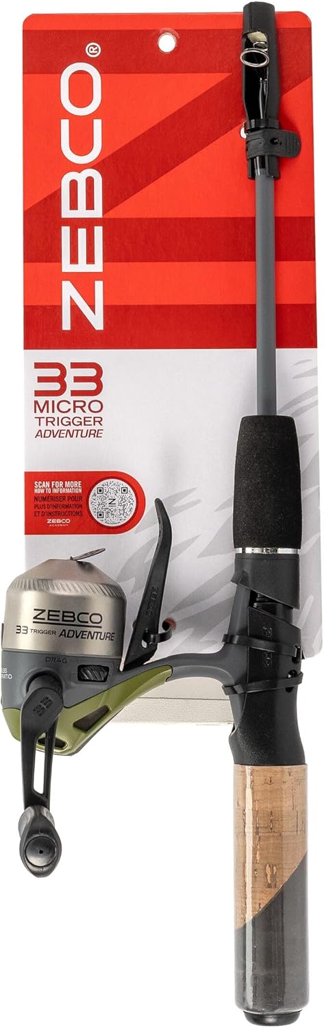 Zebco 33 Micro Adventure Spincast Reel and Fishing Rod Combo, 36-Inch ...
