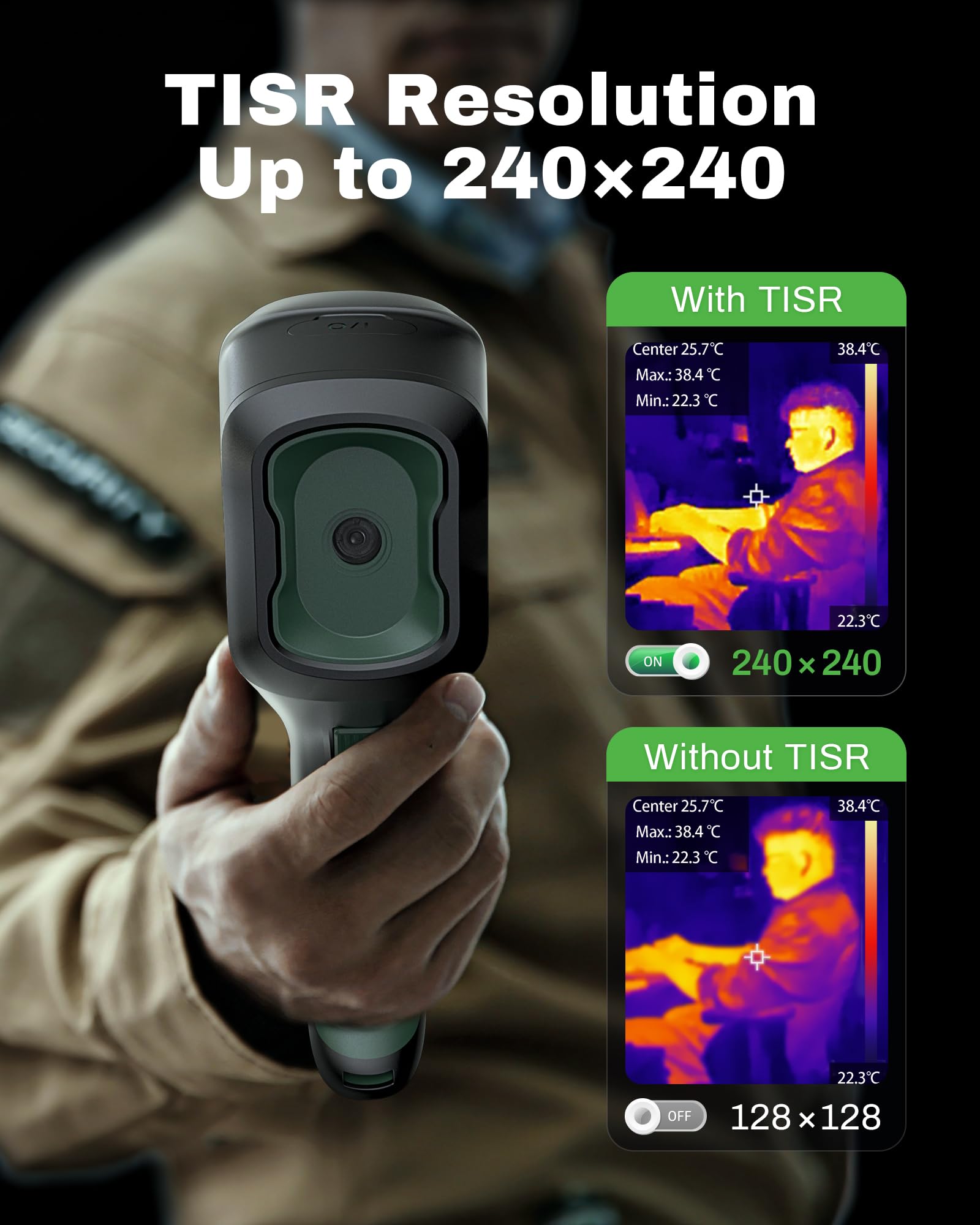 H128 Handheld Thermal Camera, 240 x 240 TISR Resolution, 24h Battery L ...