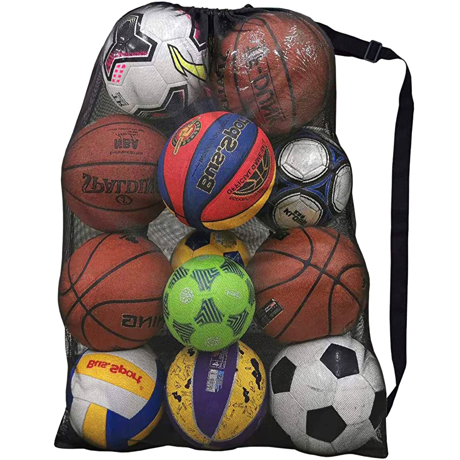 Heavy Duty Sports Ball Bag,Drawstring Mesh Ball Bags Extra Large Socce ...